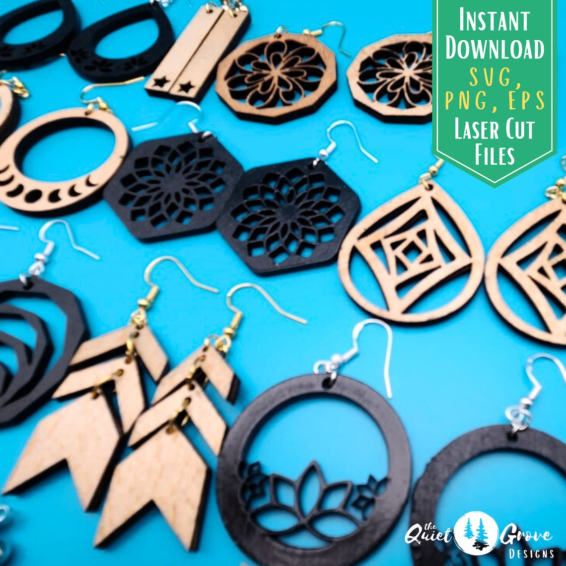116 Earring Laser Cut SVG File Bundle, Lazer Cut Earrings Files ...