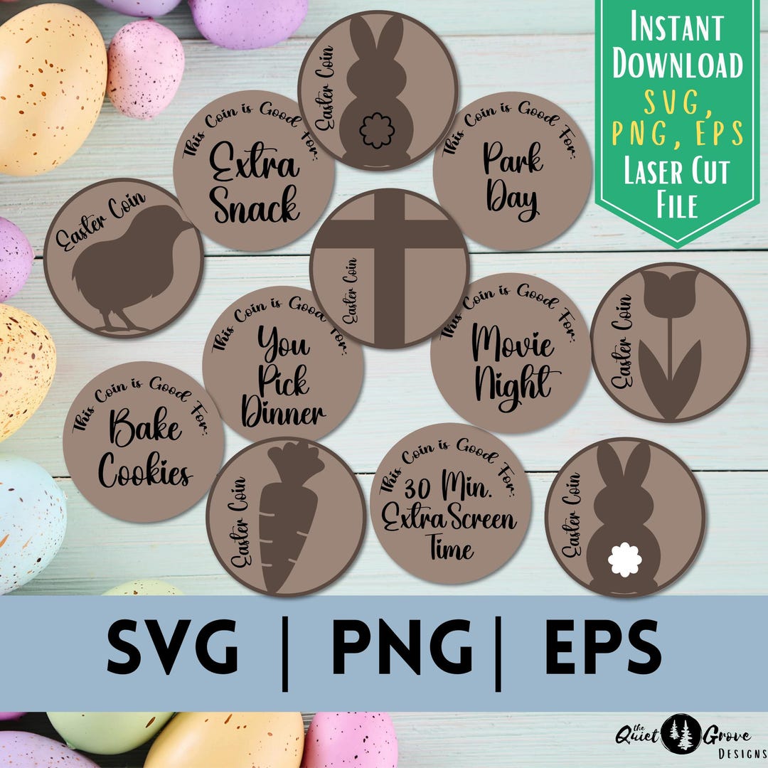 Easter Coin SVG Laser Cut Files, Instant Download, 49 Easter Coin ...