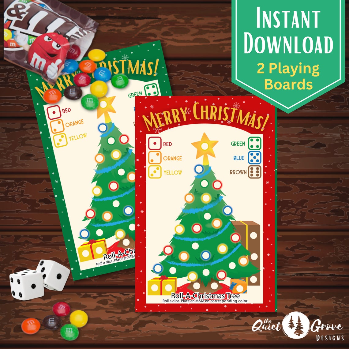 Roll-a-christmas Tree Printable Dice Game, Kid's Christmas Game ...