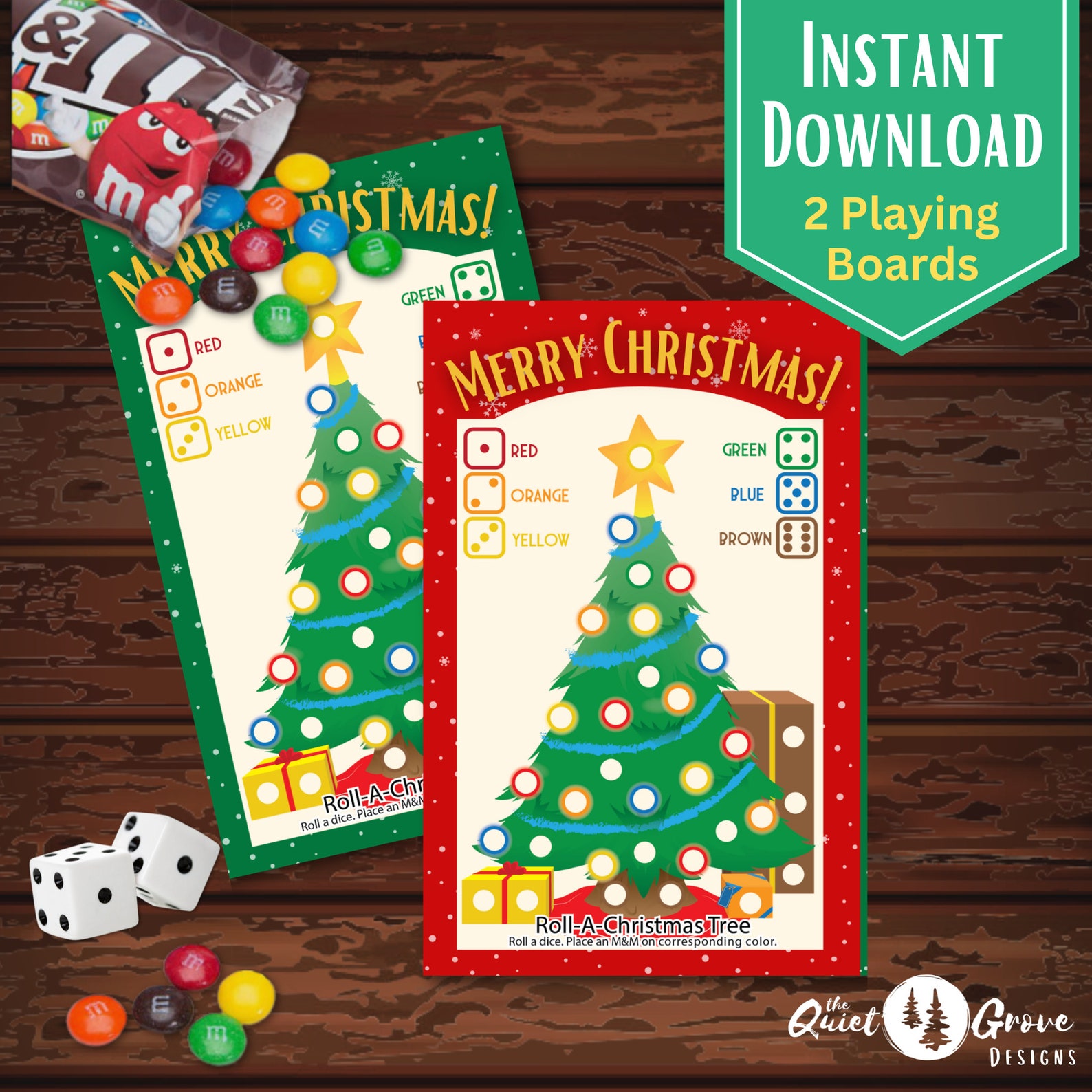 Roll-a-christmas Tree Printable Dice Game, Kid's Christmas Game ...