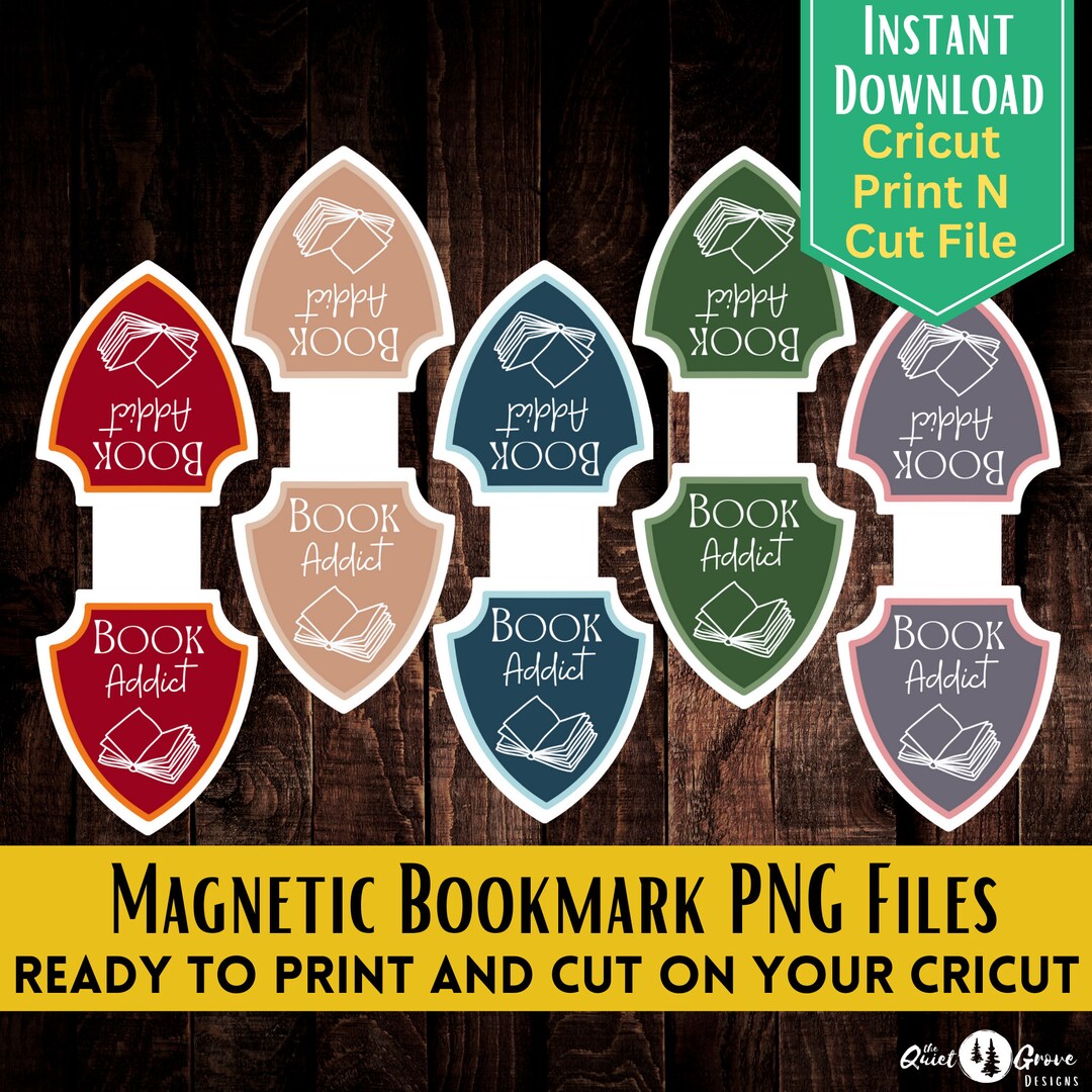 Book Addict Badge Magnetic Bookmark Digital File, Cricut Print & Cut ...