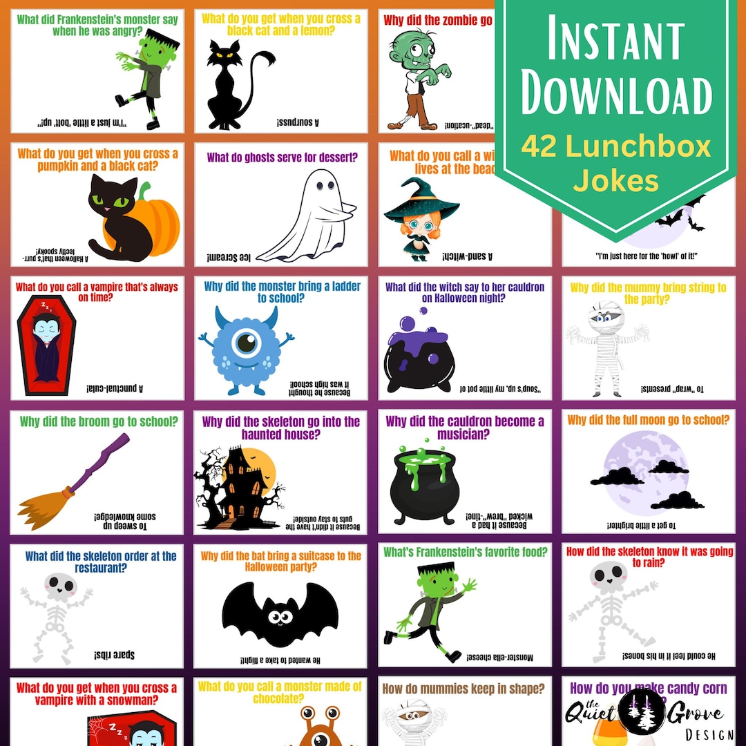 42 Halloween Lunchbox Jokes for Kids, Printable Lunchbox Jokes, and ...