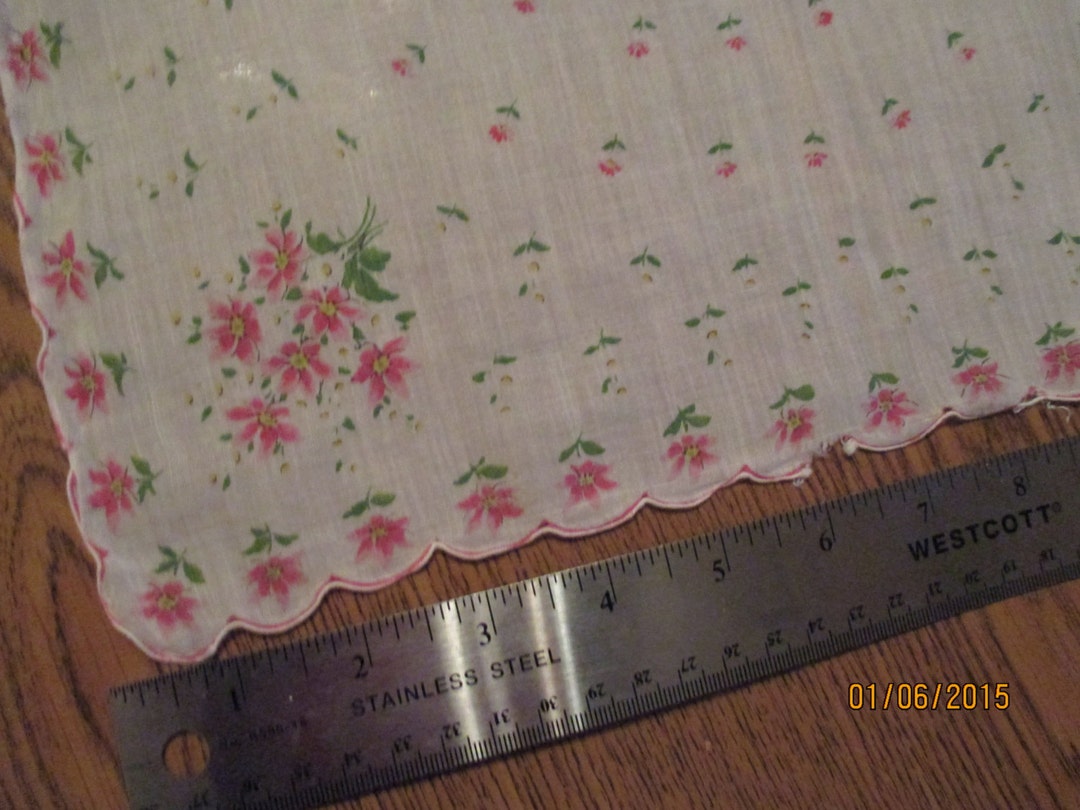 Pink Flowers Cotton Handkerchief - Etsy