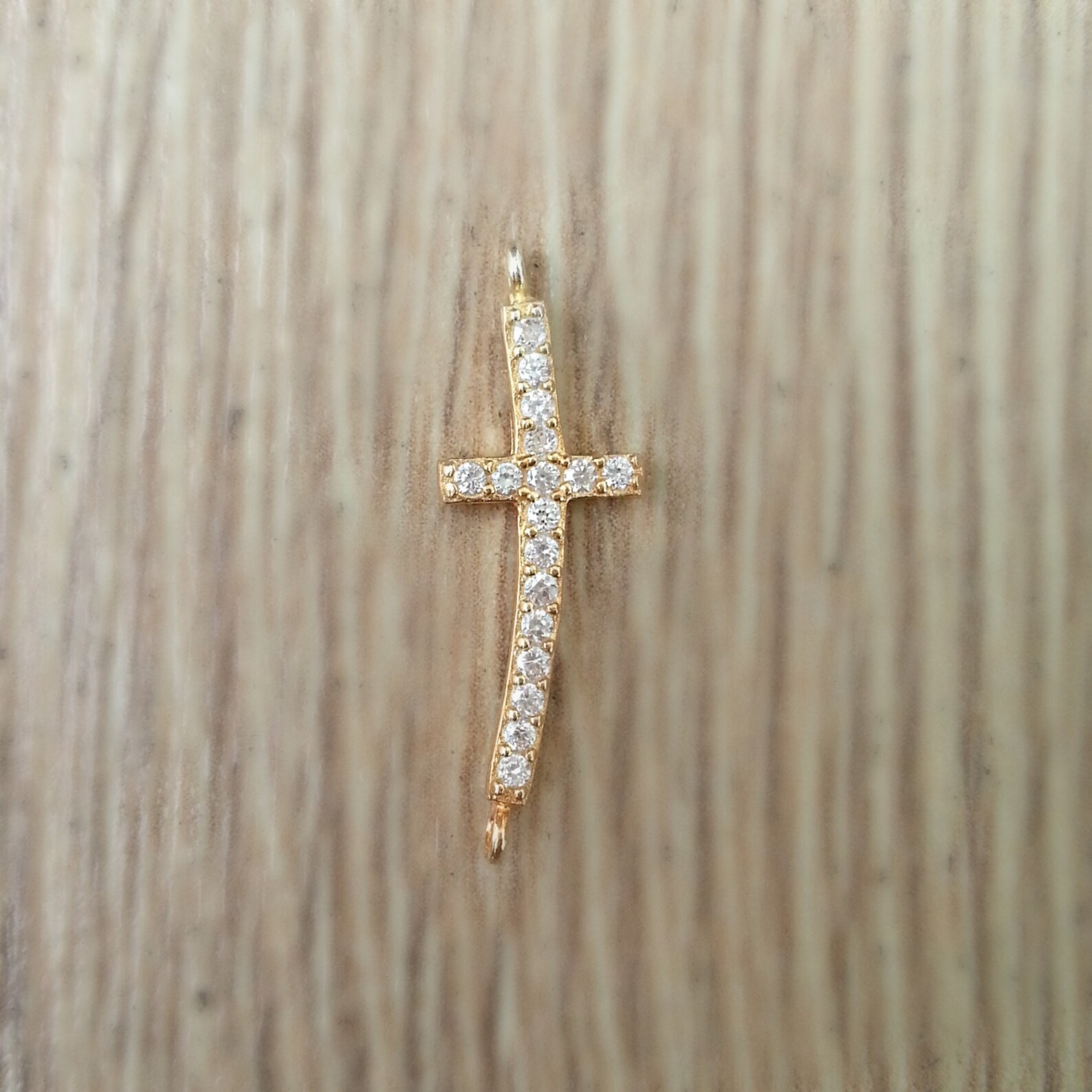 22k Gold Vermeil Cross Connector, Cross Link, Rhinestone, Cubic ...