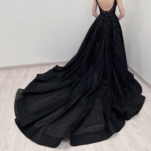Black and Beige Gothic Beaded Gown With Open Back, Mermaid Trumpet ...