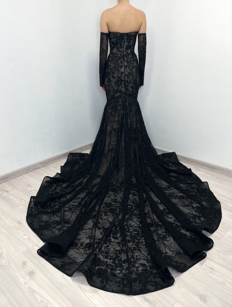 Black and Beige Gothic Mermaid Floral Lace Corset Wedding - Etsy