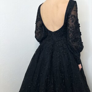 Black Gothic Floral 3D Lace Wedding Dress, Open Back Alternative Bride ...