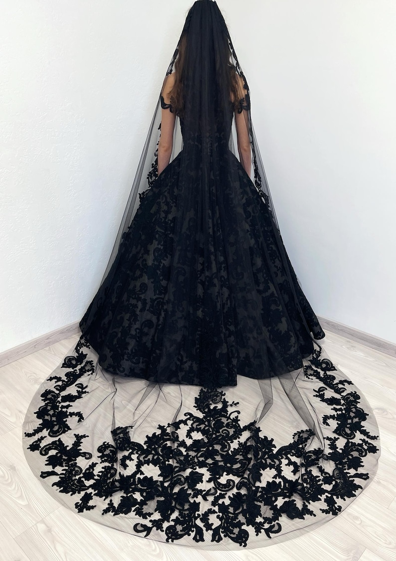 Black Gothic Sheer Basque Waist Corset Tulle Wedding Dress ...