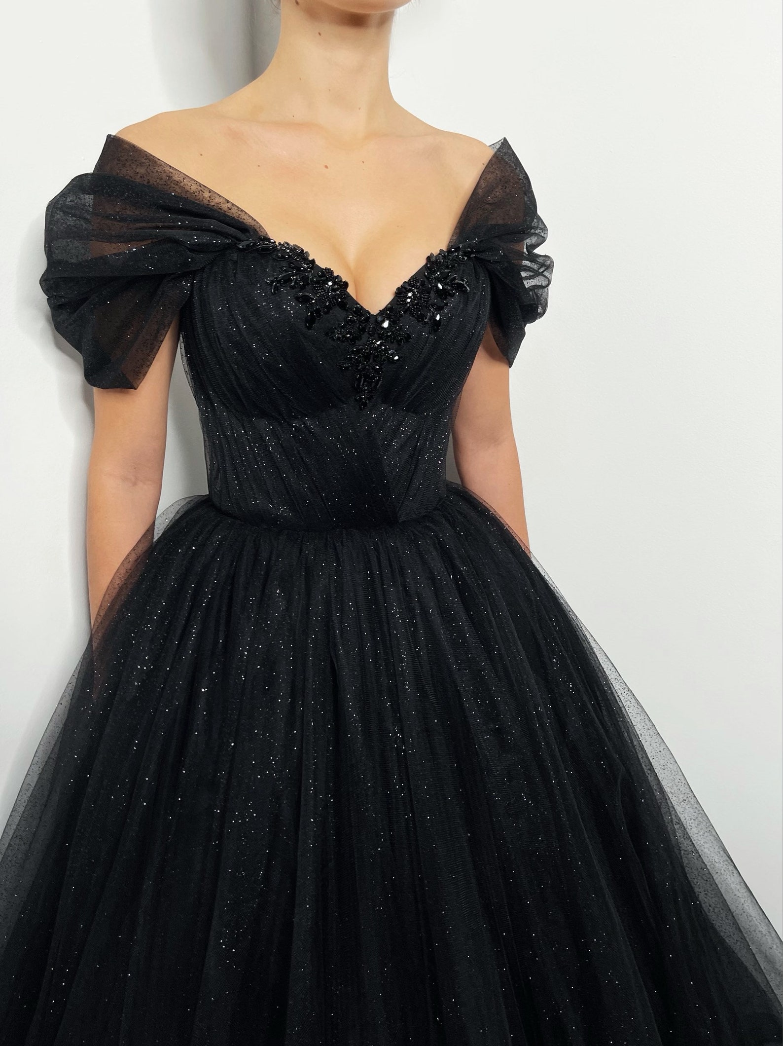 Black Glitter Cinderella Princess Dress. Embellished Sparkly Gothic ...