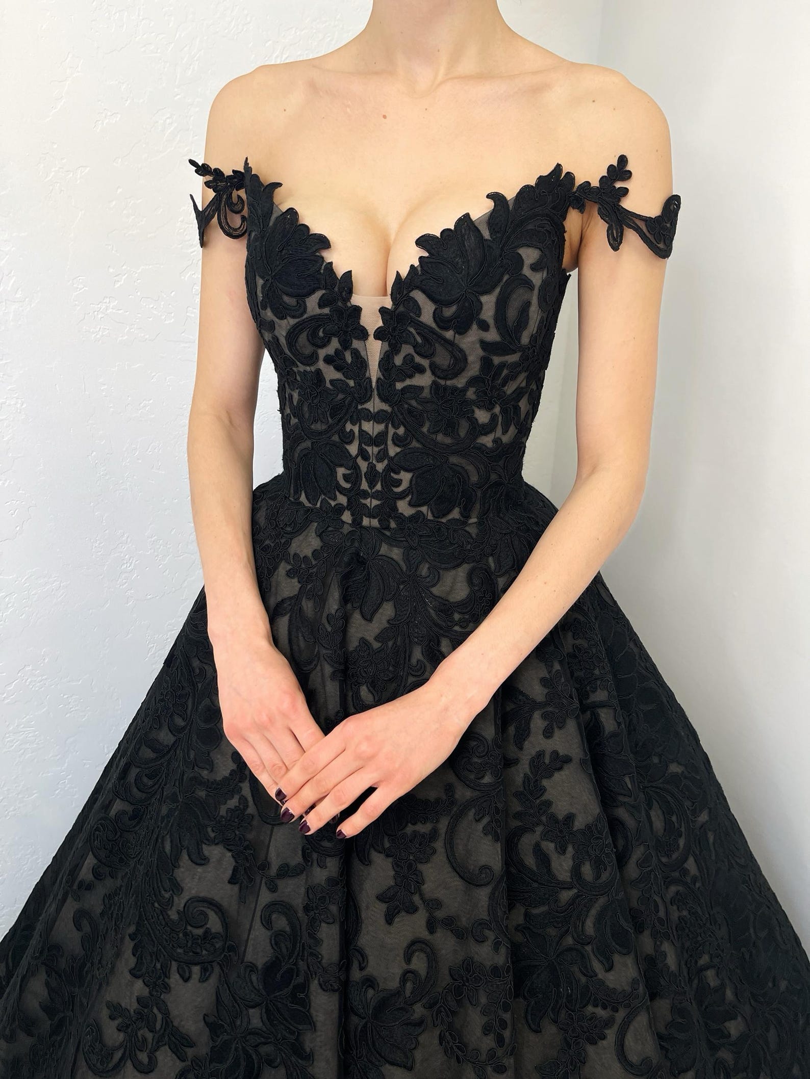 Black Gothic Sheer Basque Waist Corset Tulle Wedding Dress ...