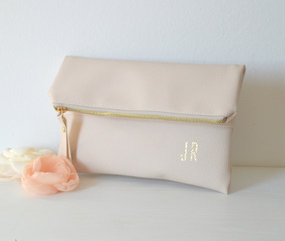 Personalized Clutch Bag in Cream Color / Foldover Clutch Purse | Etsy
