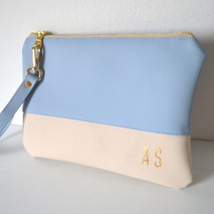 Light Blue and Cream Wristlet With a Custom Message Inside, Gift for ...