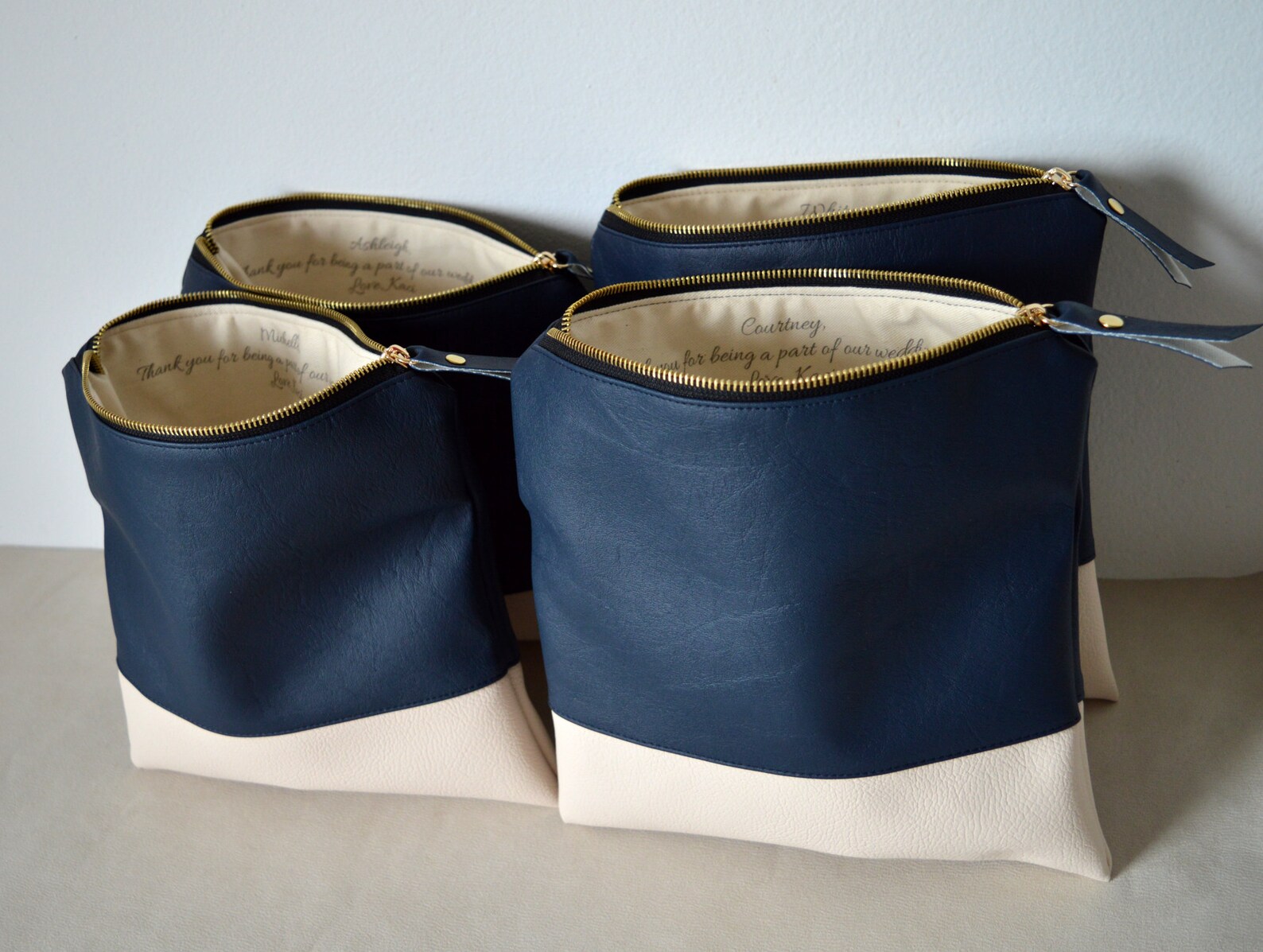 Set of 4 Foldover Clutches With a Custom Message Inside Navy - Etsy