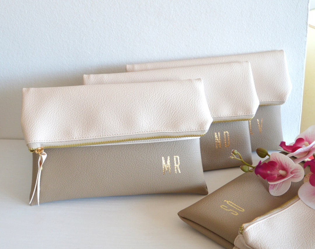 Set of 4 Foldover Clutches / Bridesmaids Gift / Personalized Clutch ...