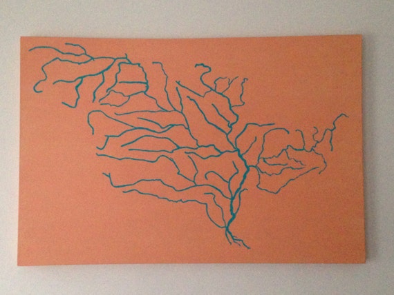Mississippi River Watershed Map Handmade Painting - Etsy