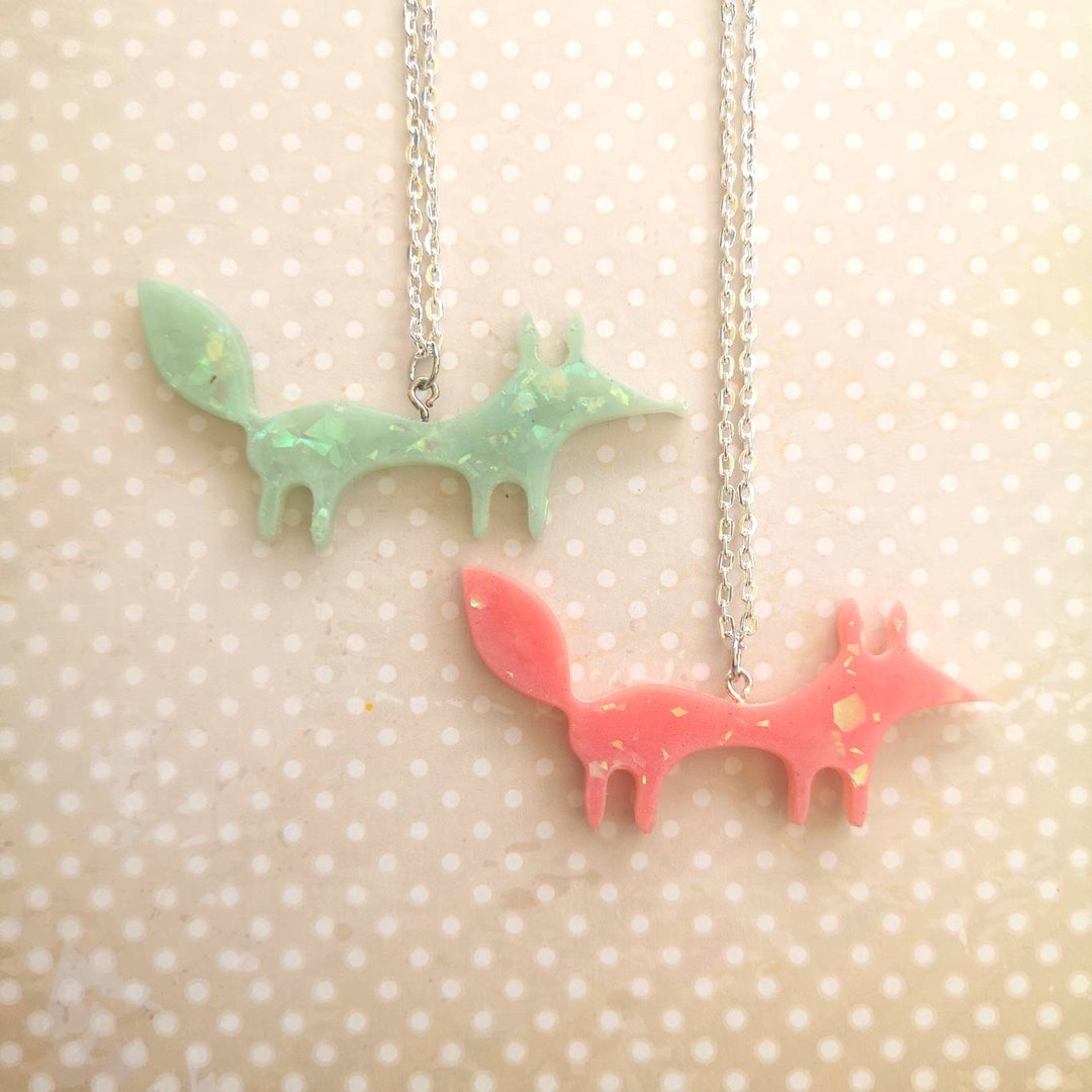 Cute Kawaii Fox Sparkle Pendant Necklace - Etsy