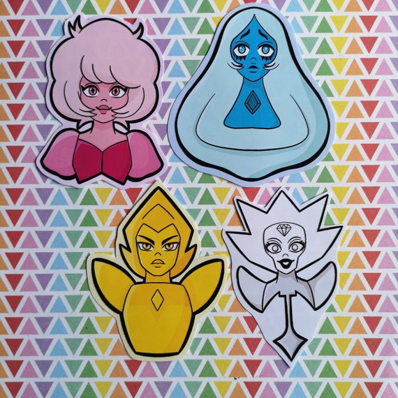 Cute Kawaii Steven Universe Gems Diamonds White Pink Yellow - Etsy