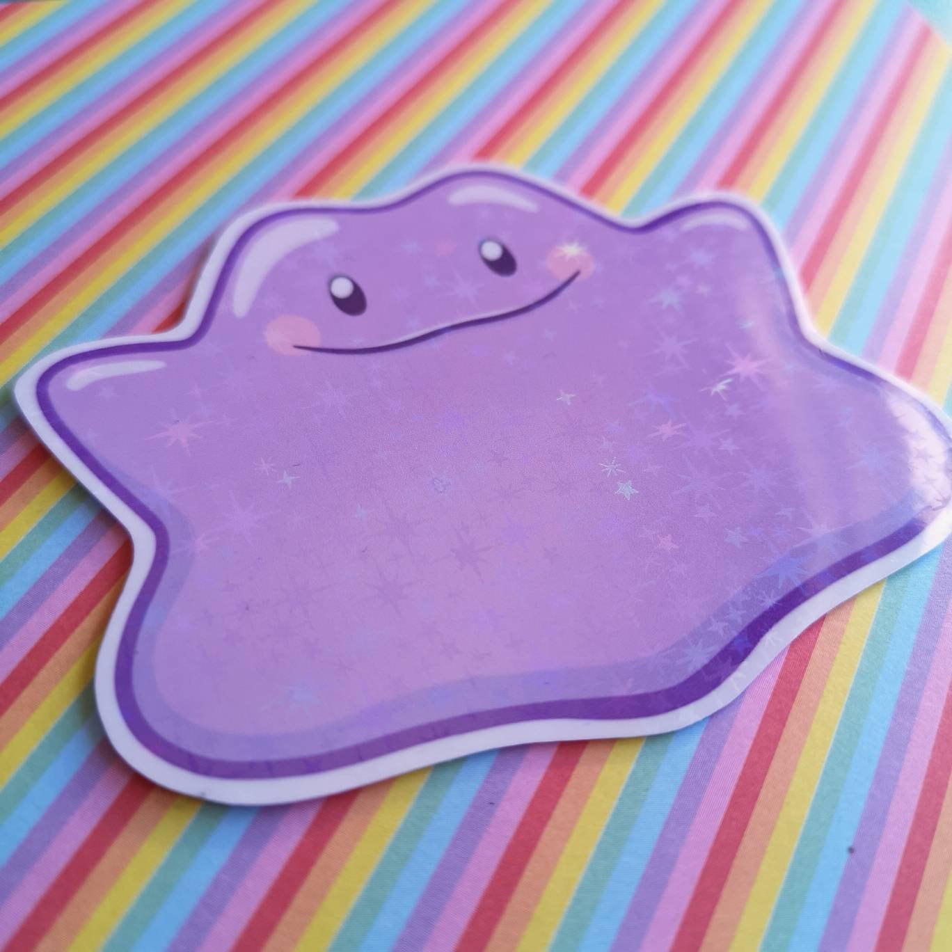 Cute Kawaii Ditto Blob Large Holographic Glossy Stickers | Etsy