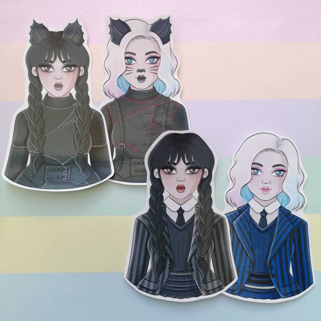 Cute Kawaii Wednesday and Enid Glossy Sticker Small and - Etsy UK