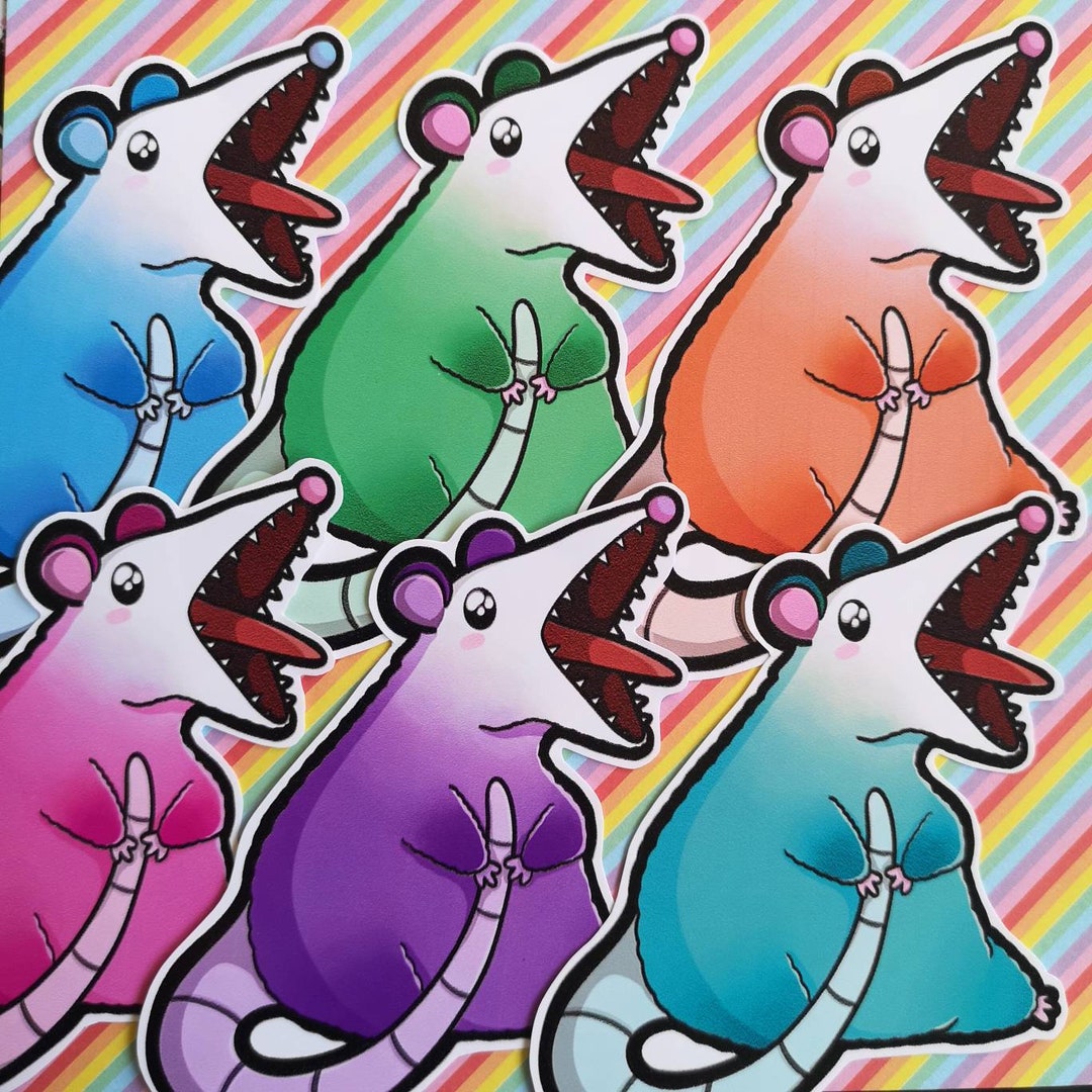 Cute Kawaii Screaming Possum Holding Tail Bright Colours - Etsy