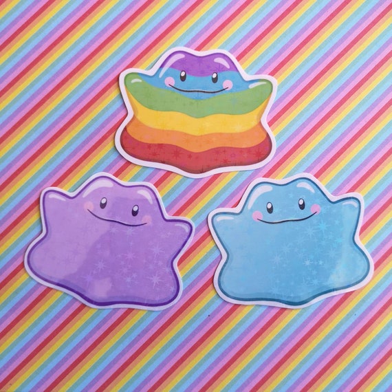 Cute Kawaii Ditto Blob Large Holographic Glossy Stickers | Etsy