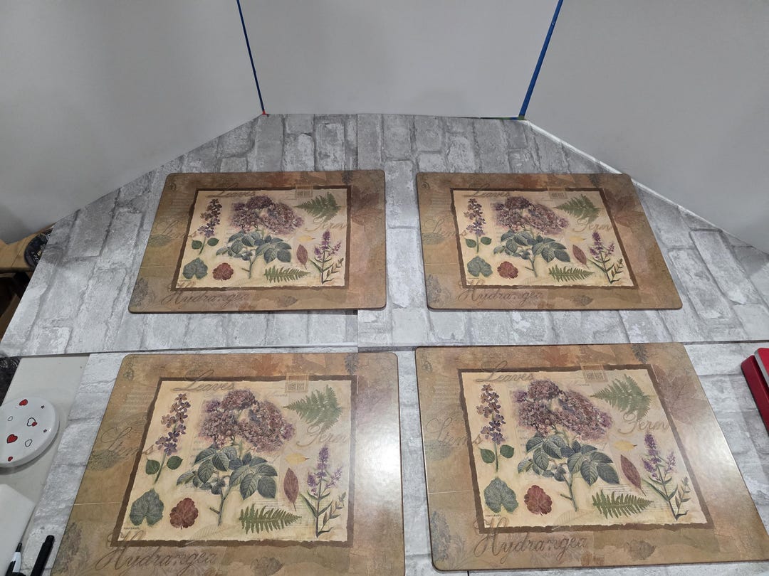 Set of 4 Pimpernel Hydrangea Fern Floral Cork Backed 16x12 - Etsy