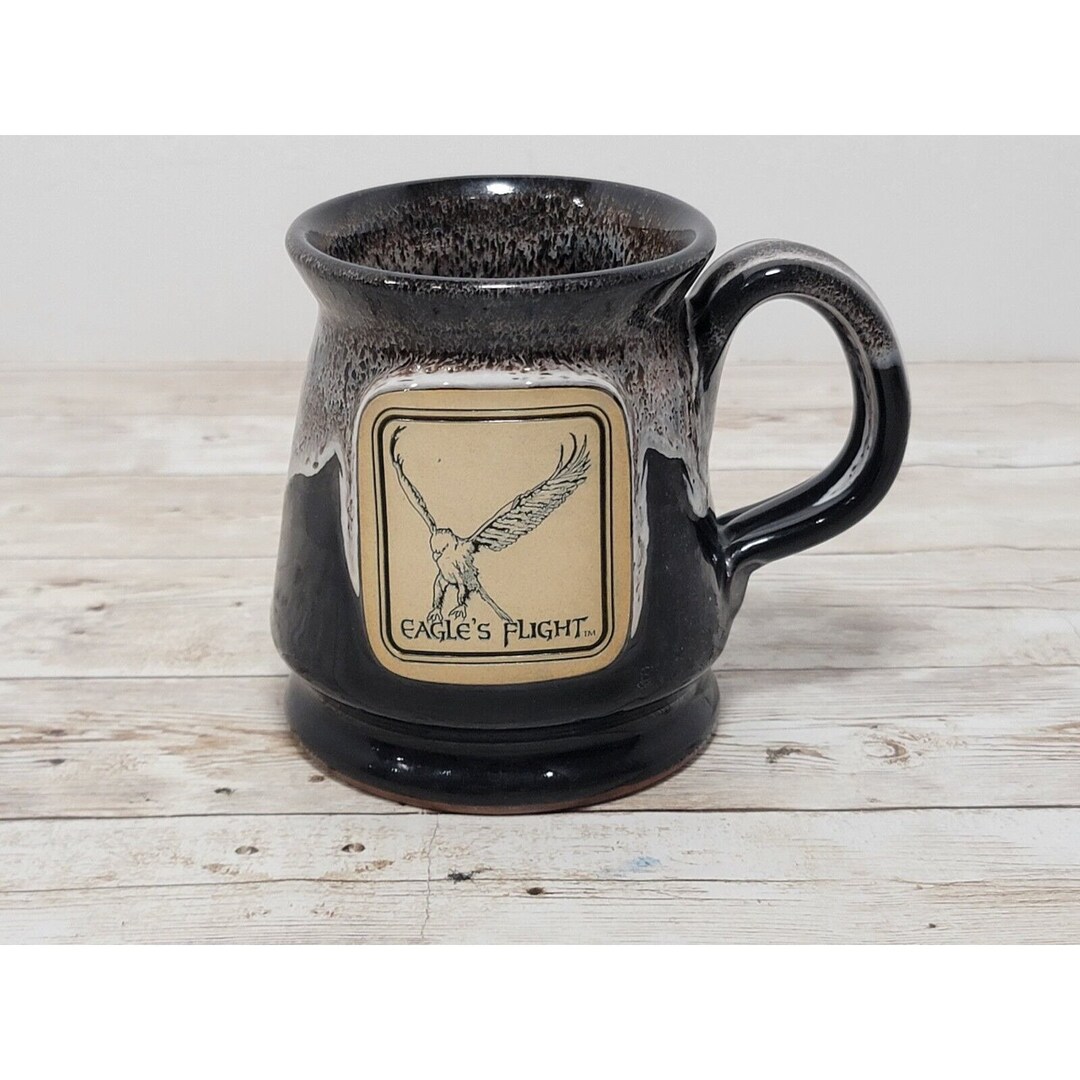 Deneen Pottery Eagles Flight Bald Eagle Coffee Mug Black White Marble Brown 4 - Etsy