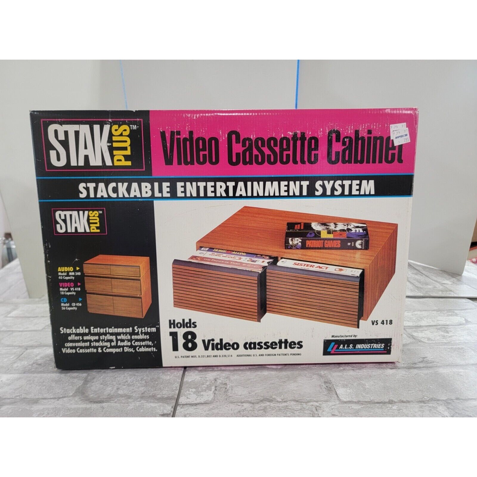 VHS Video Cassette Cabinet Stackable Vintage 1993 Stak Plus NOS Holds ...