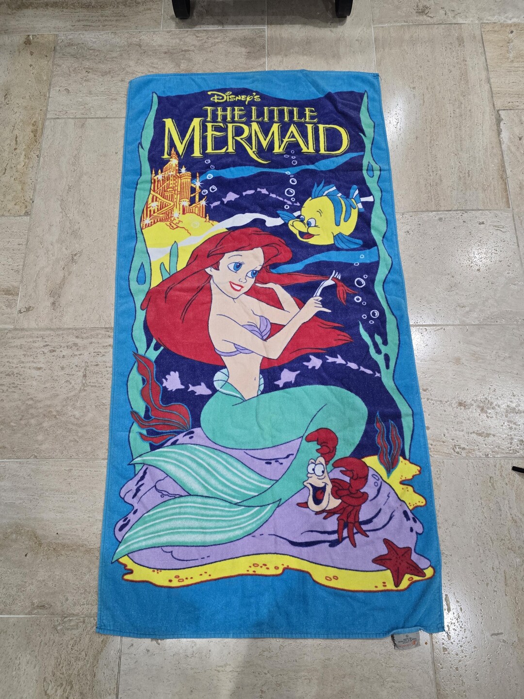Vintage 1990s 90s Vtg Walt Disney the Little Mermaid Ariel Towel Terry ...