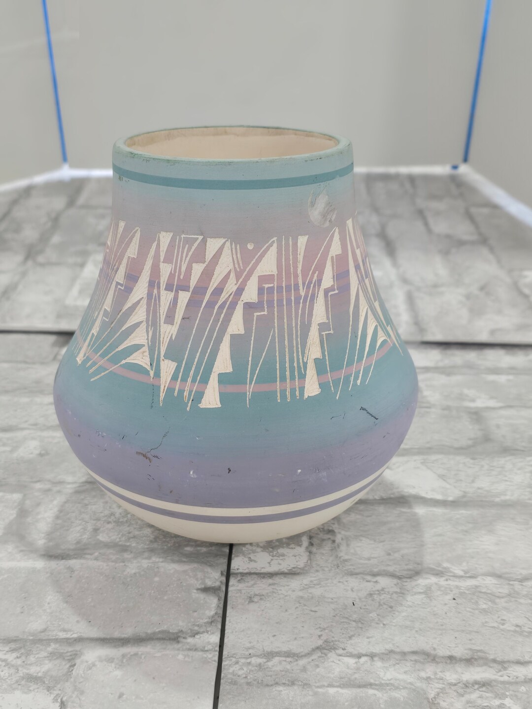 Native American Pottery Vessel Jar Indian Silas Large Navajo Aztec Vase ...