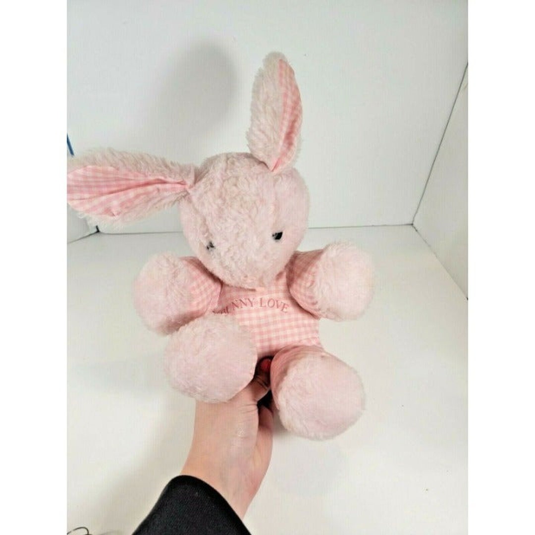 Vintage Knickerbocker 12 BUNNY LOVE Plush Lovey Checkered Pink Rabbit ...