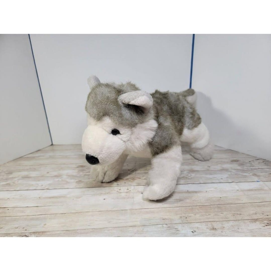 Build A Bear Husky Puppy Dog White/gray Plush Stuffed Animal 16" Long ...
