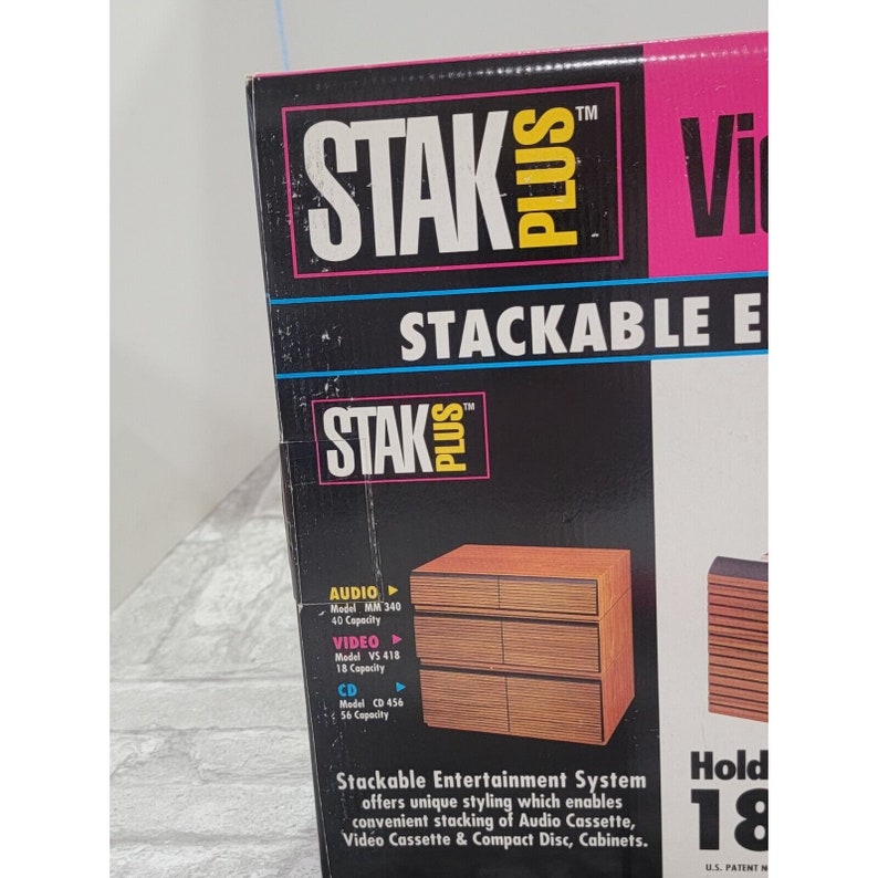 VHS Video Cassette Cabinet Stackable Vintage 1993 Stak Plus NOS Holds ...