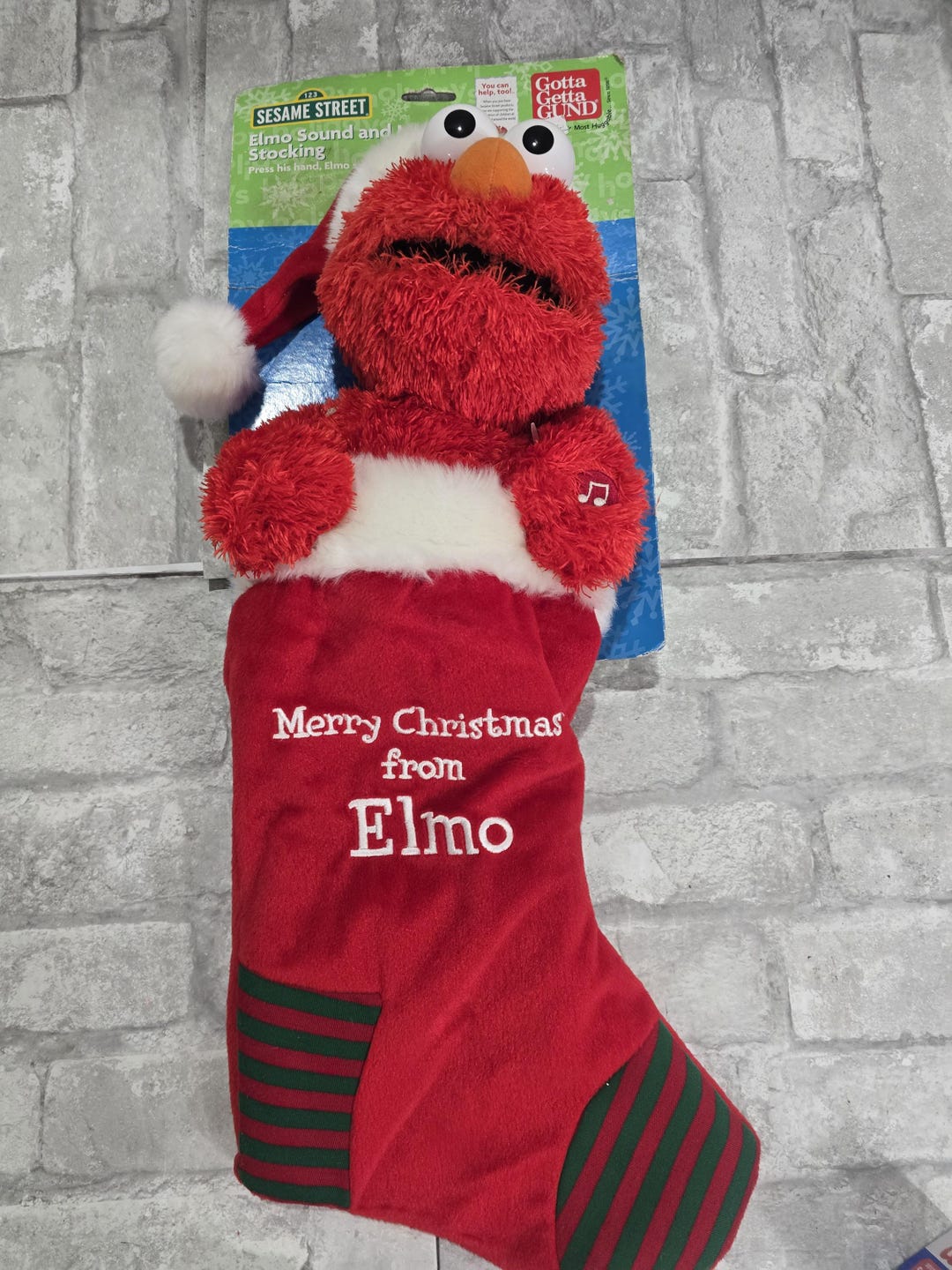 Vintage NOS New GUND Sesame Street Elmo Video Sound Motion Stocking ...