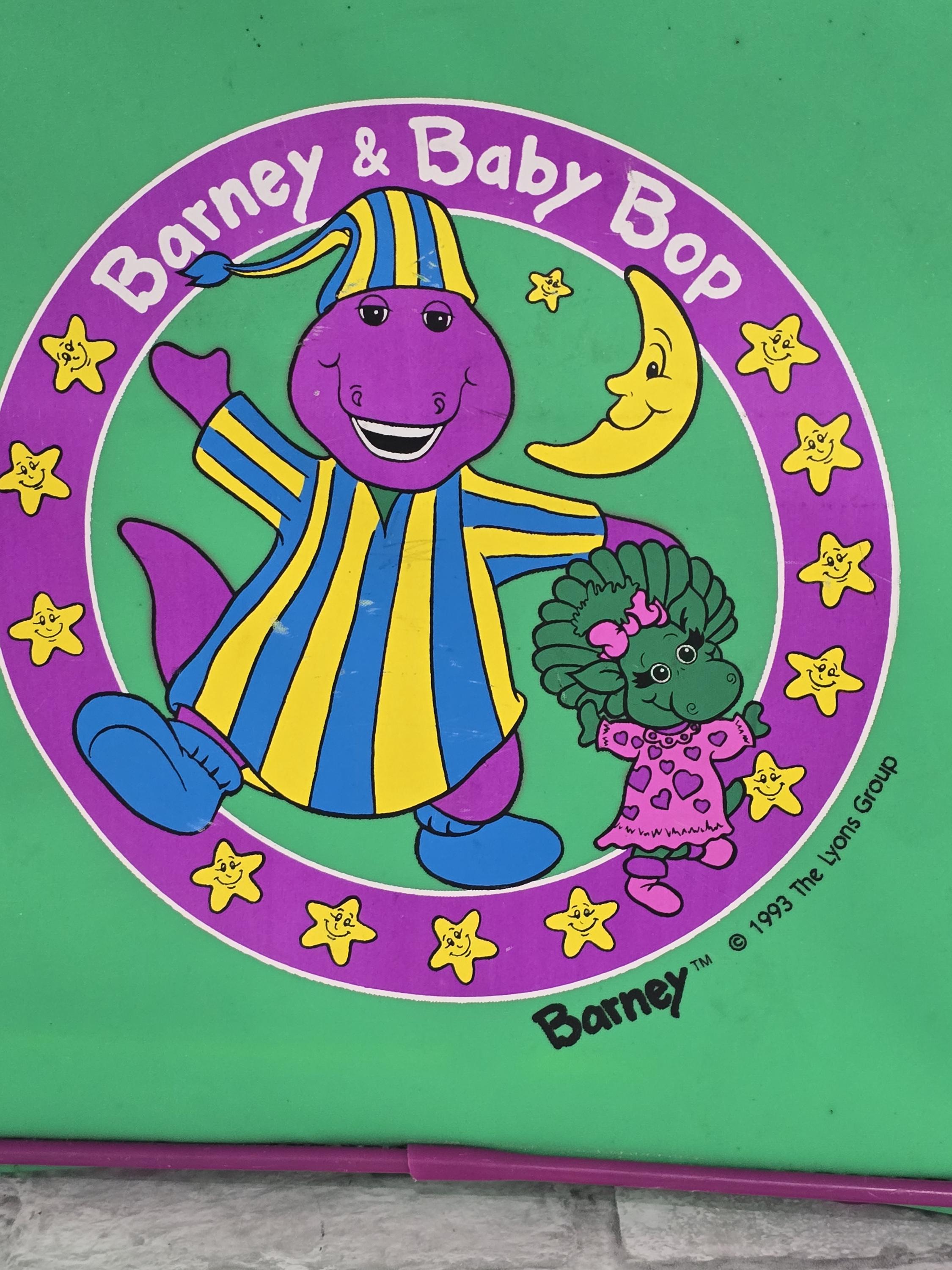 Vintage 1993 Barney Baby Bop Purple Luggage Suitcase Vinyl TV Show Kids ...