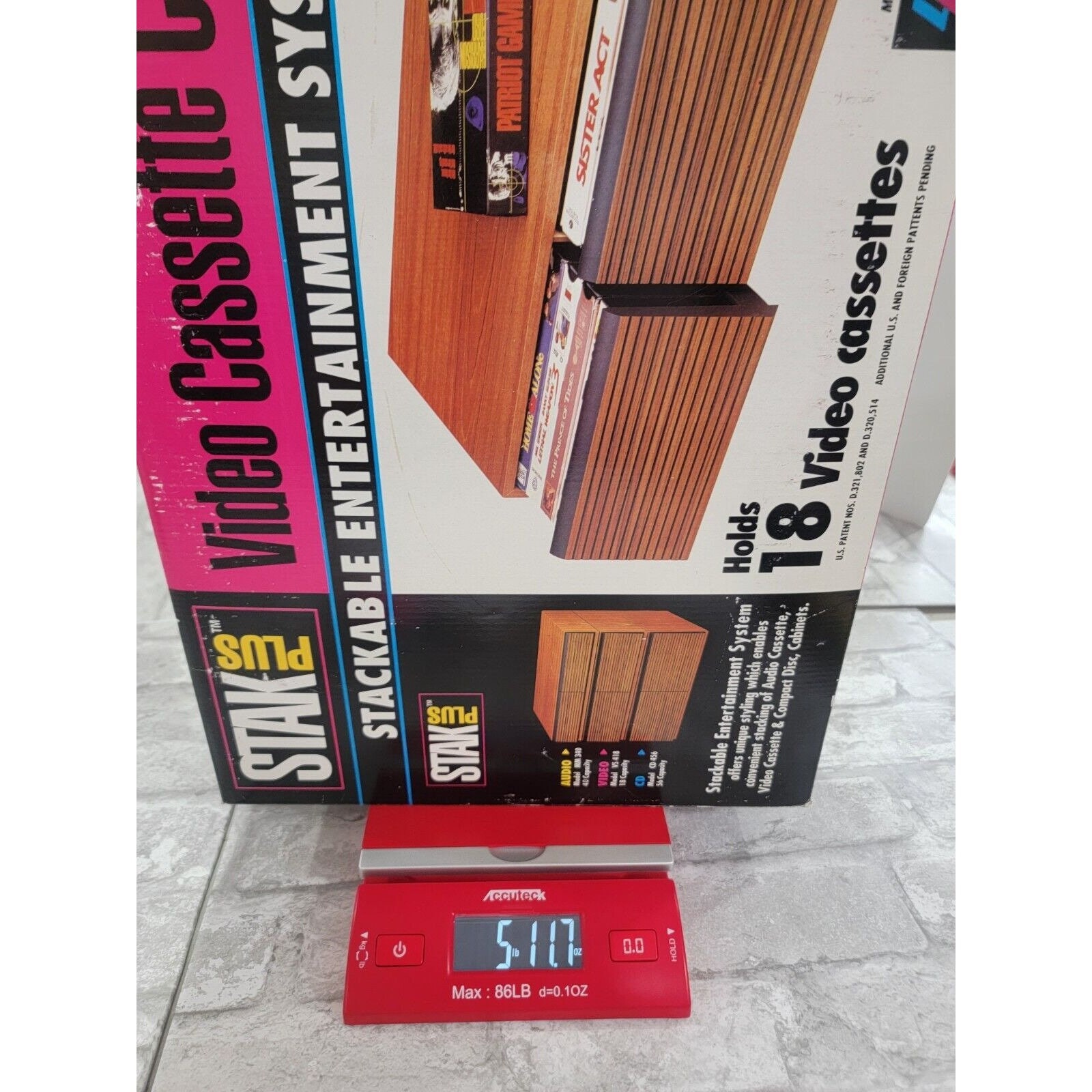 VHS Video Cassette Cabinet Stackable Vintage 1993 Stak Plus NOS Holds ...
