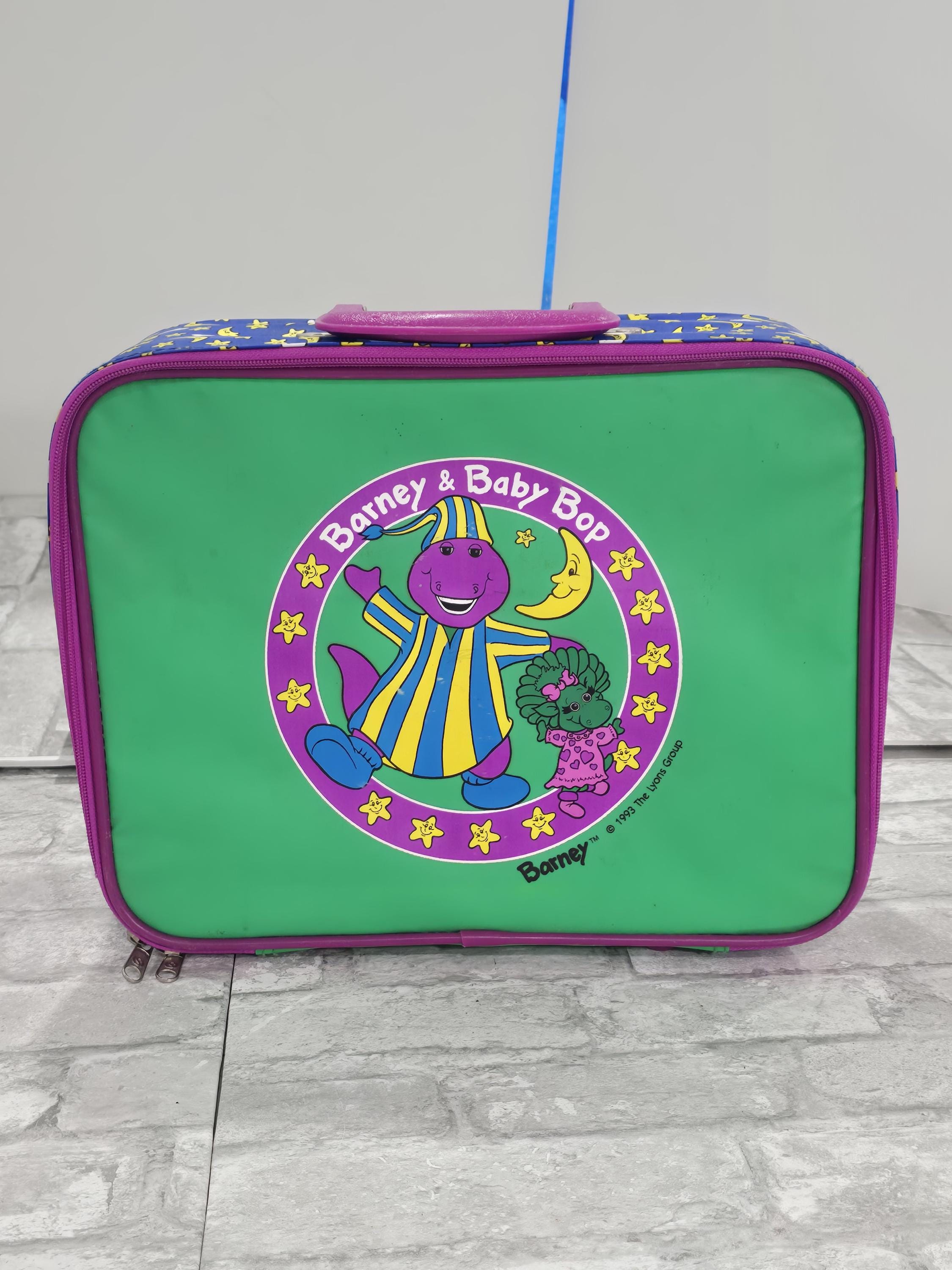 Vintage 1993 Barney Baby Bop Purple Luggage Suitcase Vinyl TV Show Kids ...