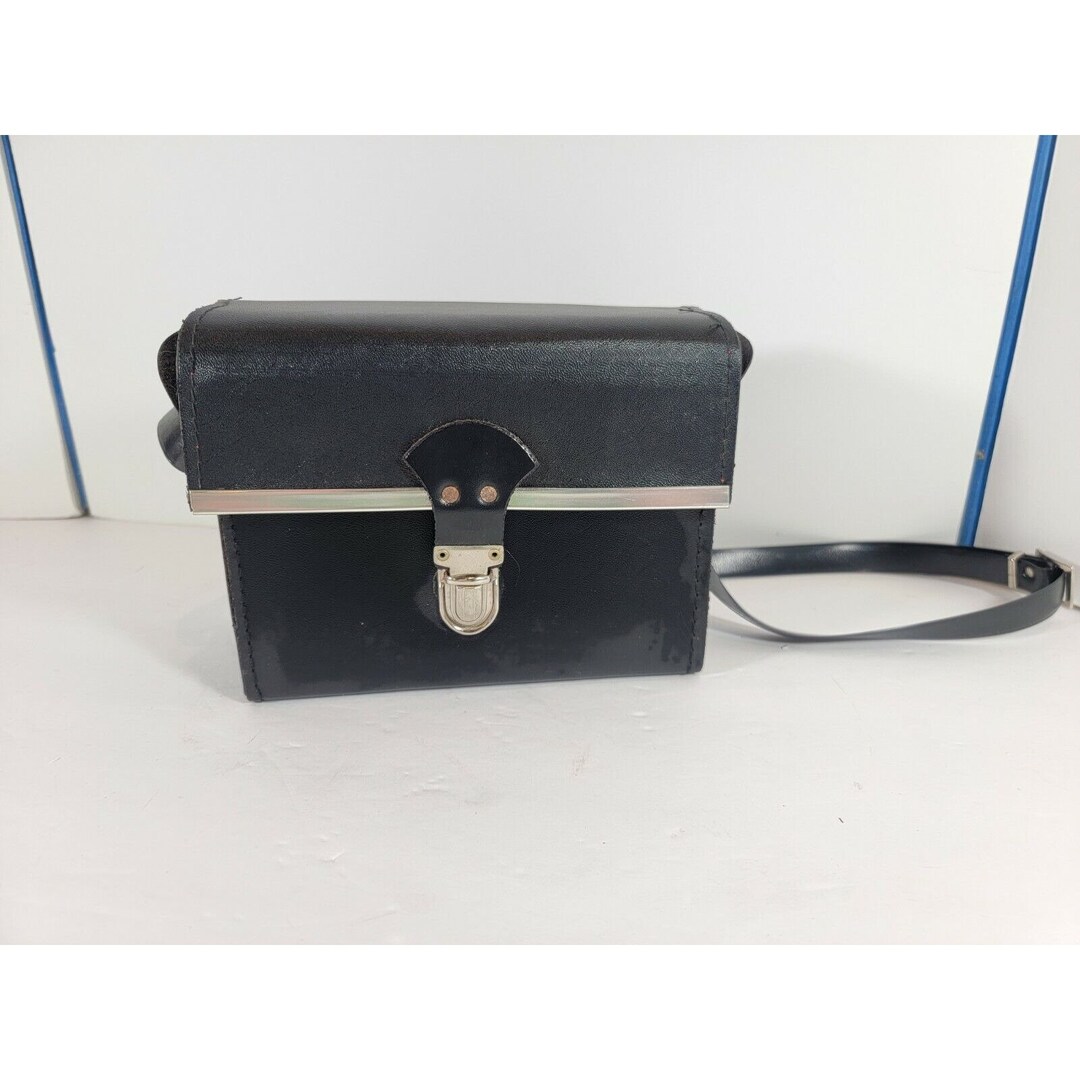Vintage Hard Leather Black Binocular Case With Snap Closure, Suede ...