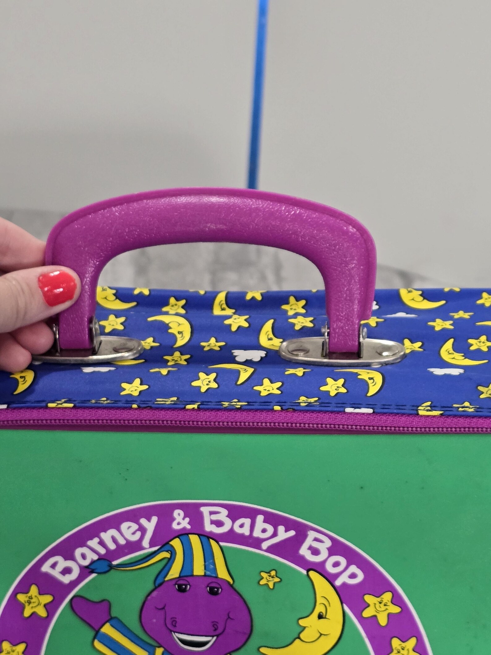 Vintage 1993 Barney Baby Bop Purple Luggage Suitcase Vinyl TV Show Kids ...