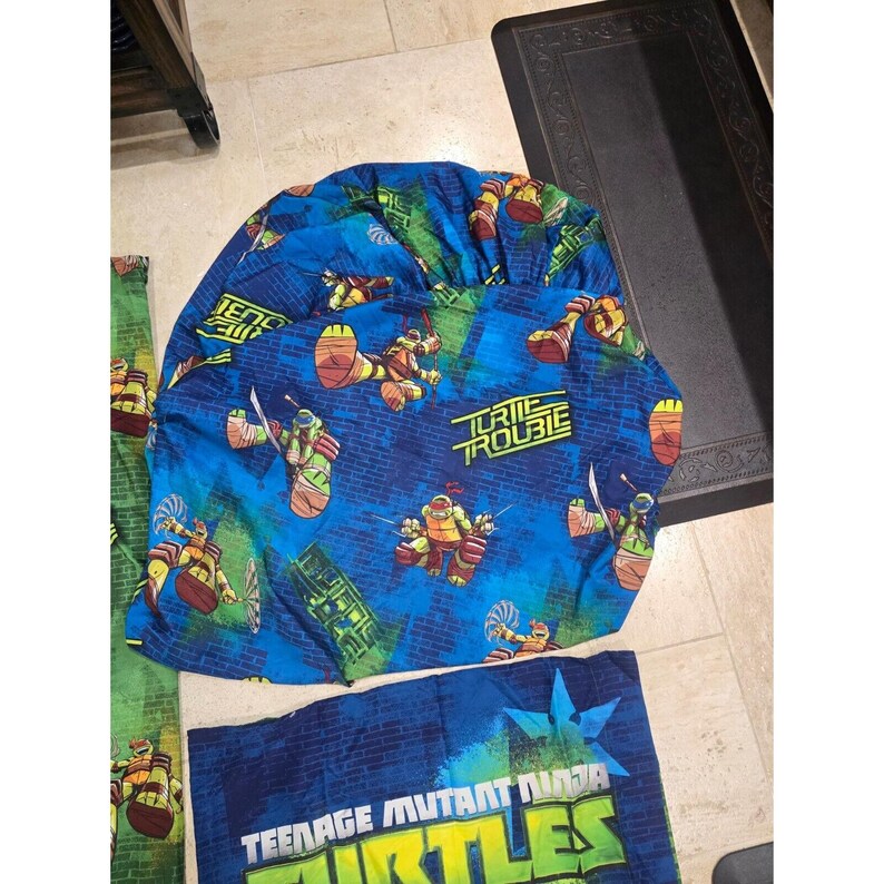 TMNT 3pc Bedding Turtle Power Twin Flat Fitted 1 Pillowcase Polyester ...