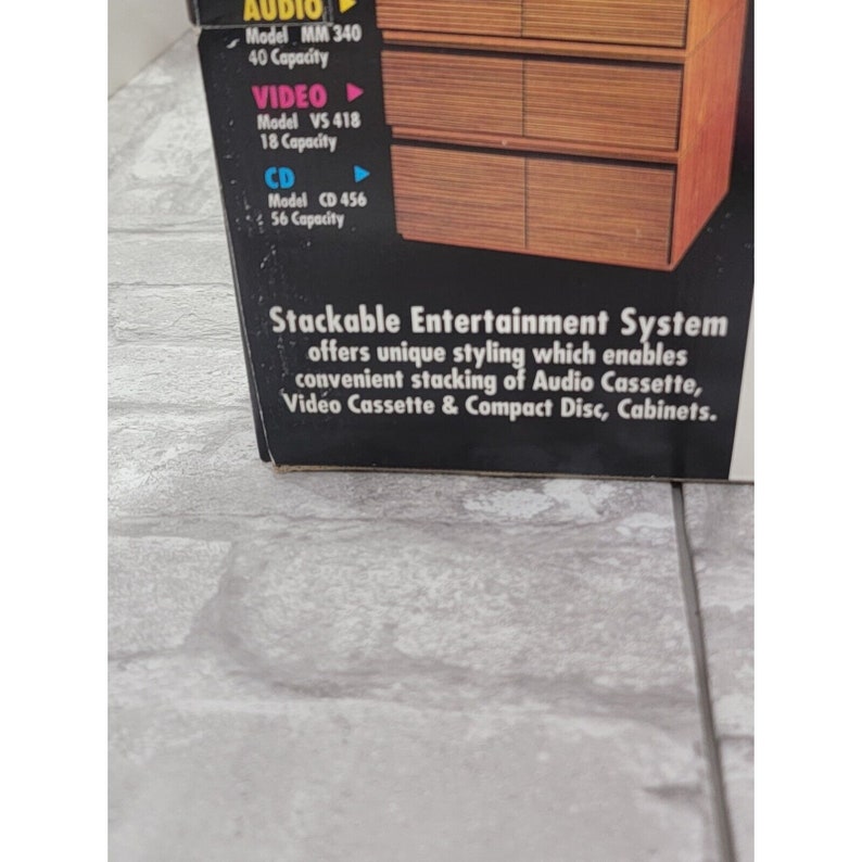 VHS Video Cassette Cabinet Stackable Vintage 1993 Stak Plus NOS Holds ...
