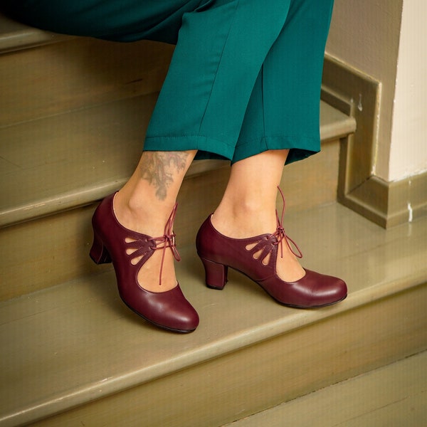 Burgundy Shoes - Etsy UK