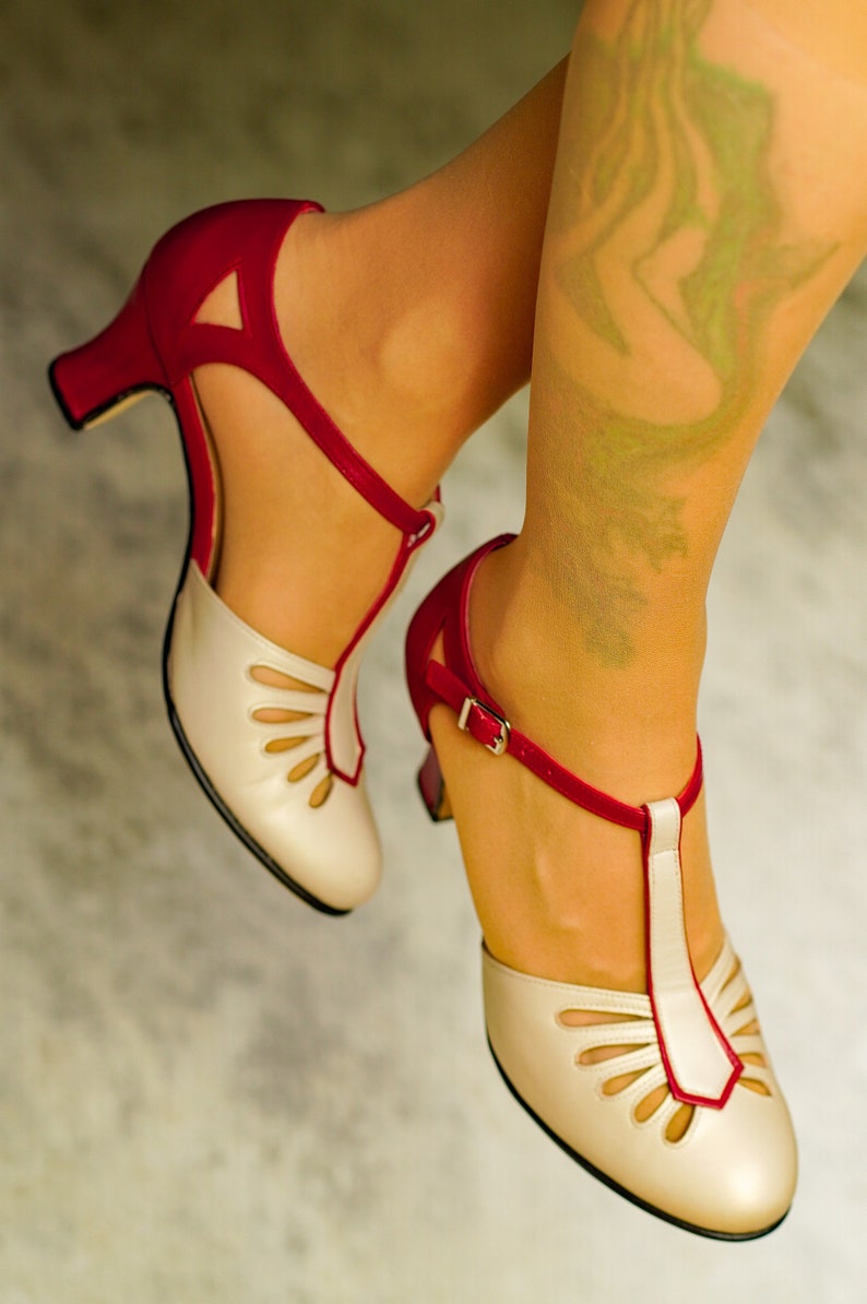 Vintage Inspired, Genuine Leather, Retro Women Shoes, Swing Shoes, 50s ...