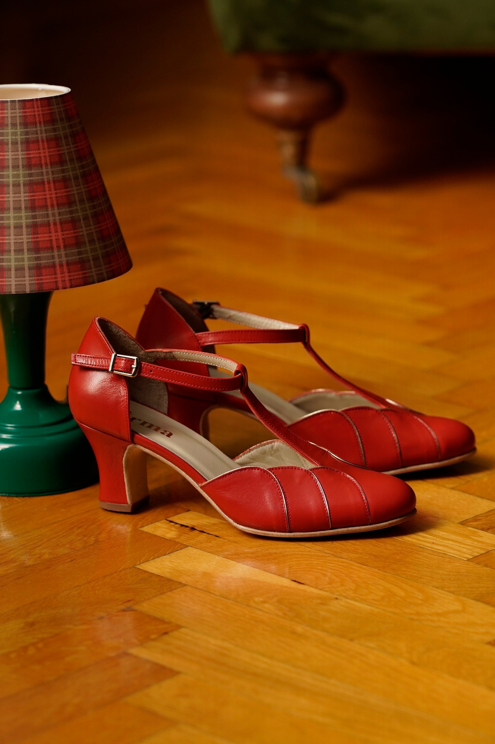 Vintage Inspired, Genuine Leather, Handmade Retro Women Shoes, Red ...