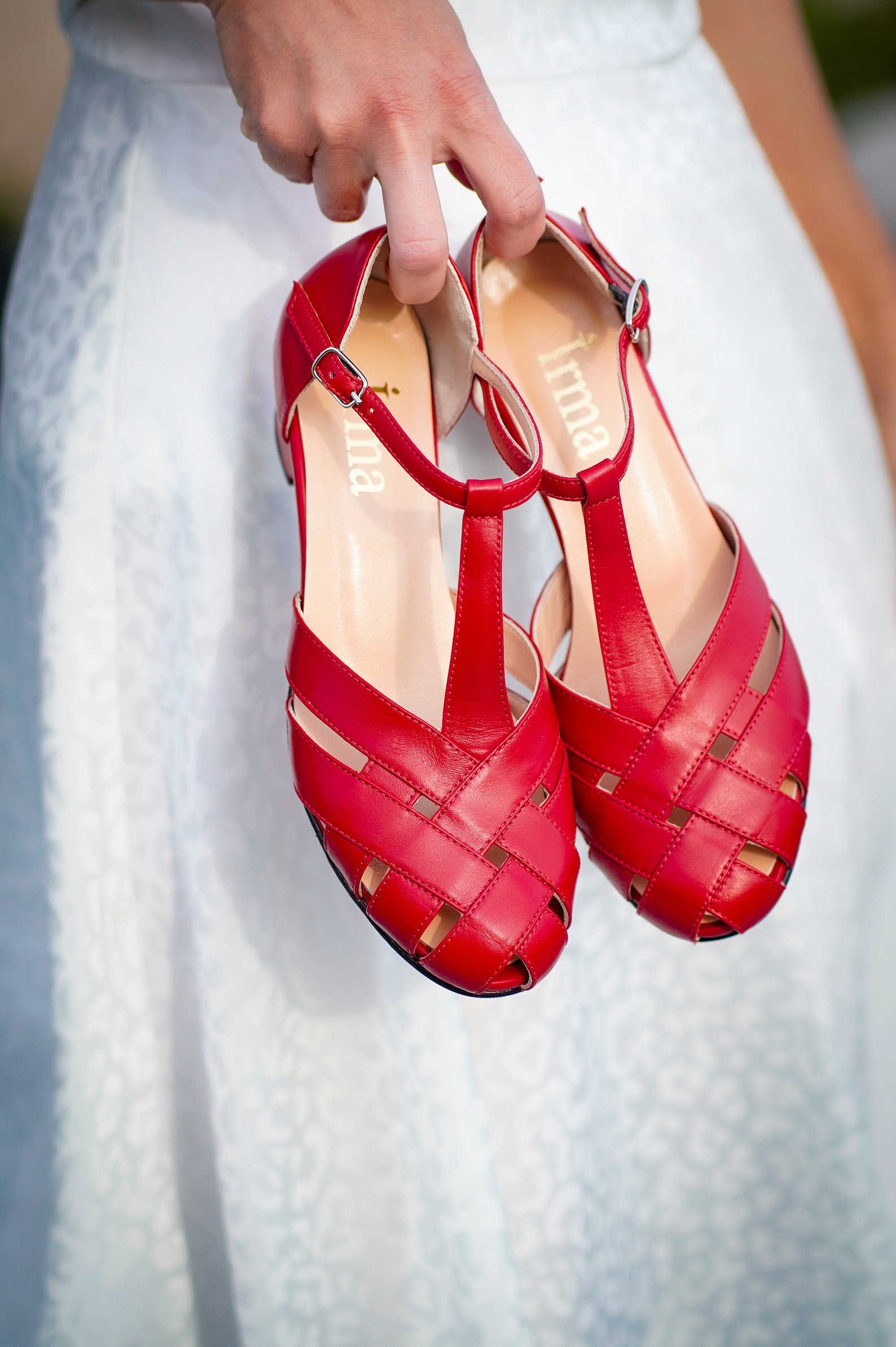 Vintage Inspired, Genuine Leather, Retro Women Shoes, Red Shoes, Mod ...