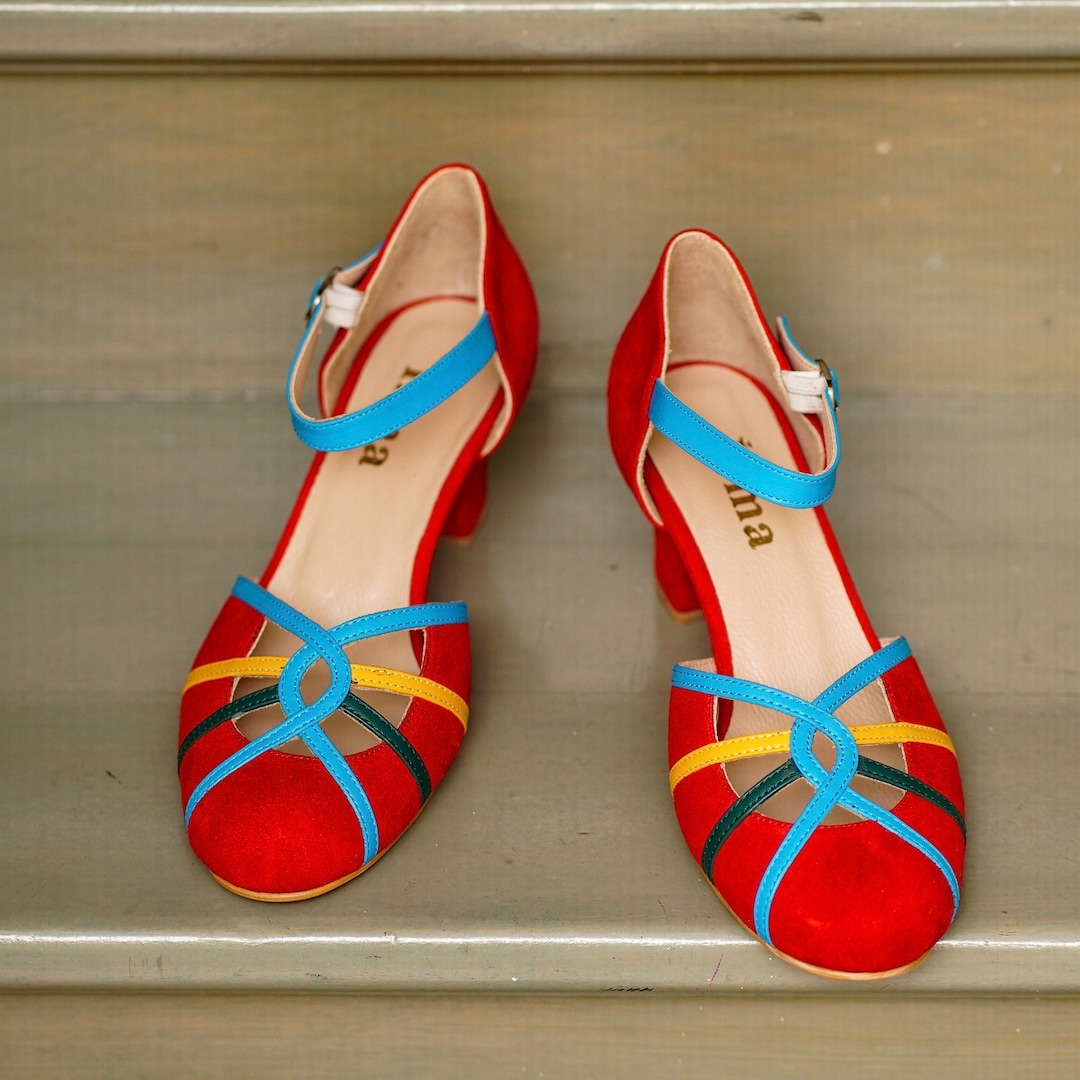 Vintage Inspired Multicolor Womens Shoes, Genuine Leather, Women Shoes ...