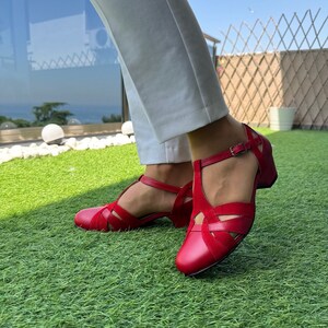 Vintage Inspired Red Shoes, Red Dancing Shoes, Retro Women Shoes ...