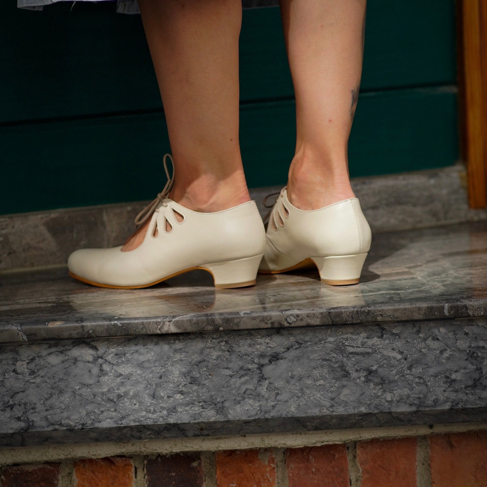 Vintage Inspired Beige Shoes, Genuine Leather, Handmade Wedding Shoes ...