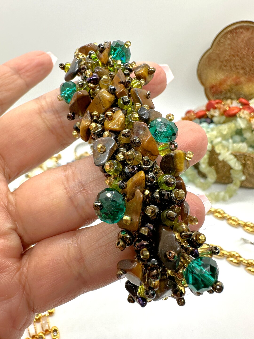 Agate and Glass Bracelets - Etsy