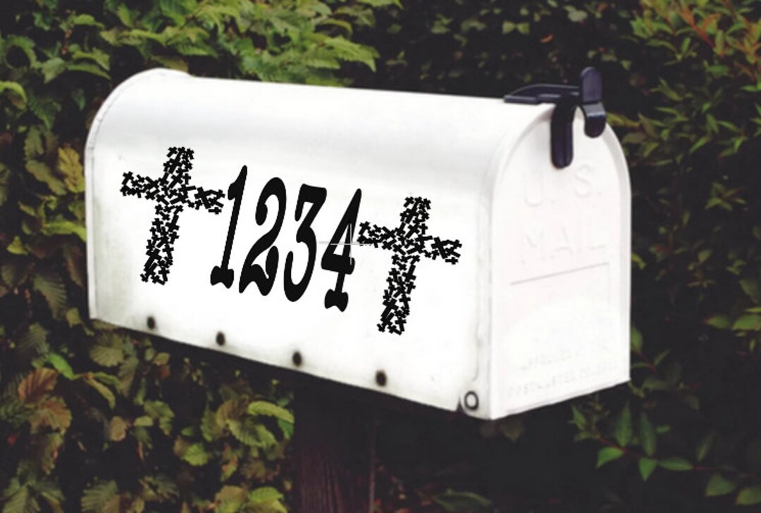 Christian Cross House Numbers Mailbox Decal Decor Set of 2 - Etsy